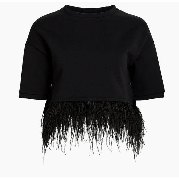Kirna Zabete | Tops | Kirna Zabete Womens Ostrich Feather Trim French ...